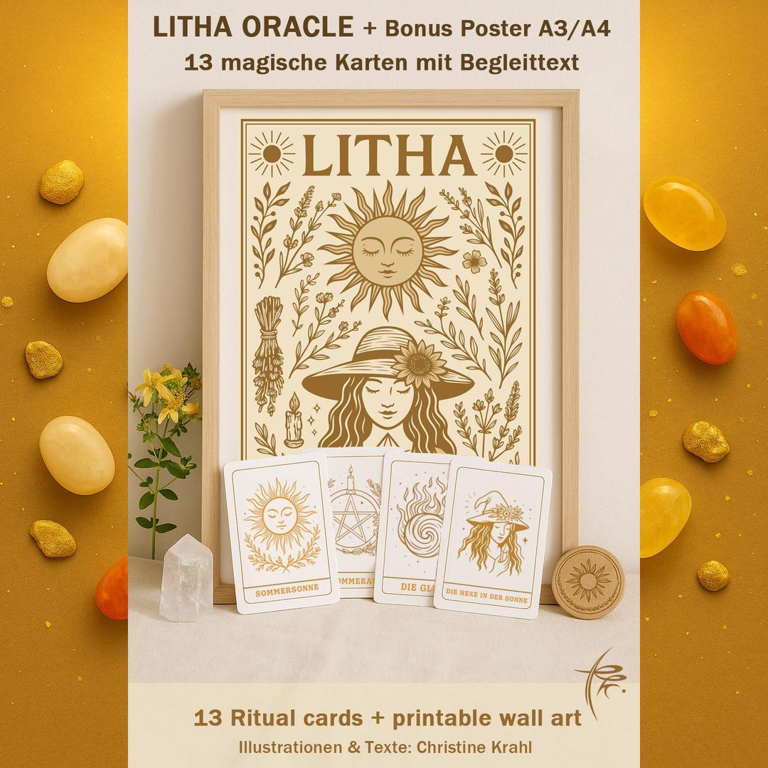 Litha Oracle Cards - 13 Printable Witchy PDF Ritual Deck + Bonus Poster ...