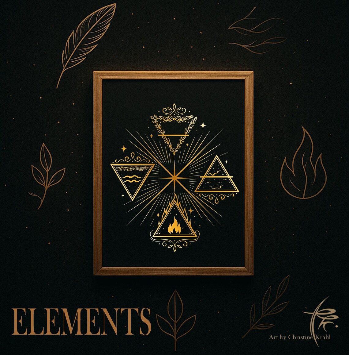 Four Elements Wall Art - Sacred Geometry Set - Alchemy Symbols - Boho ...