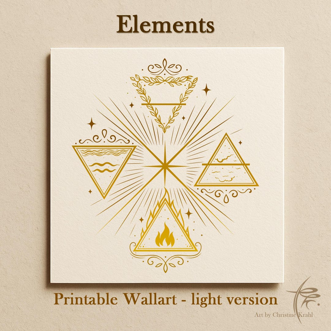 Elements Wall Art - Sacred Geometry Poster Set - Alchemy Symbols - Boho ...