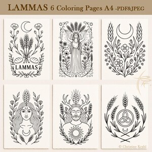 Lammas Coloring Pages Set - Lughnasadh Ritual Greeting Cards and Poster ...