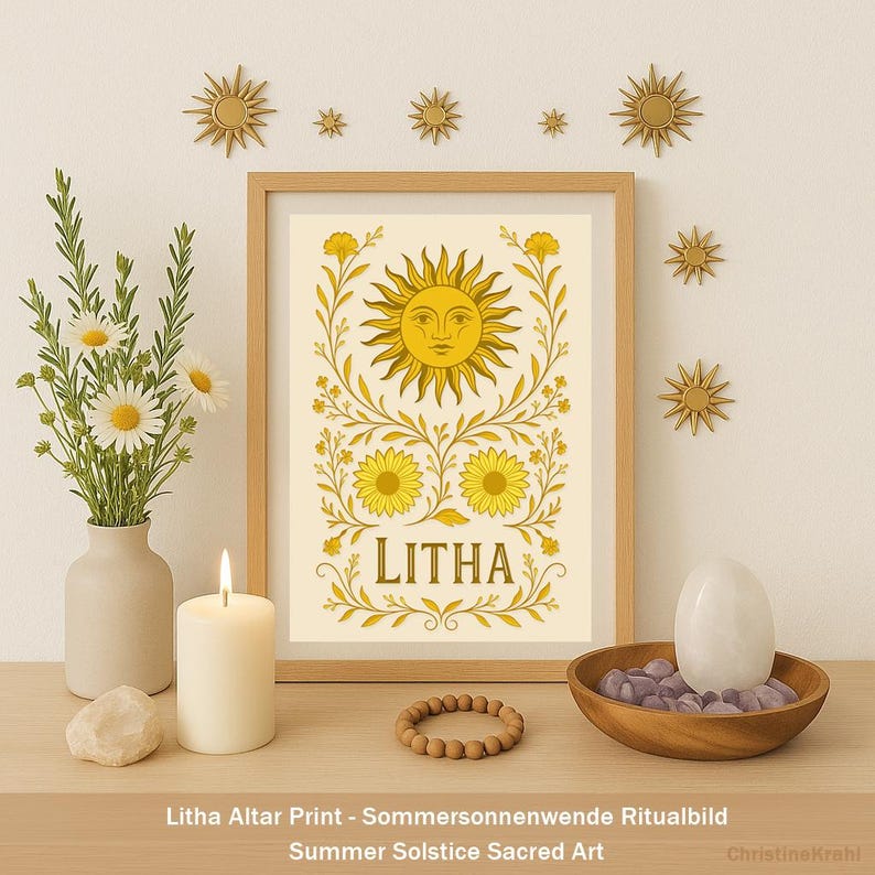Litha Wall Art - Summer Solstice Printable - Pagan Sun Poster ...