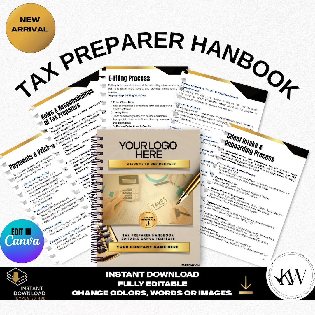 Editable Tax Preparer & ERO Handbook: Business Guide (digital Download ...