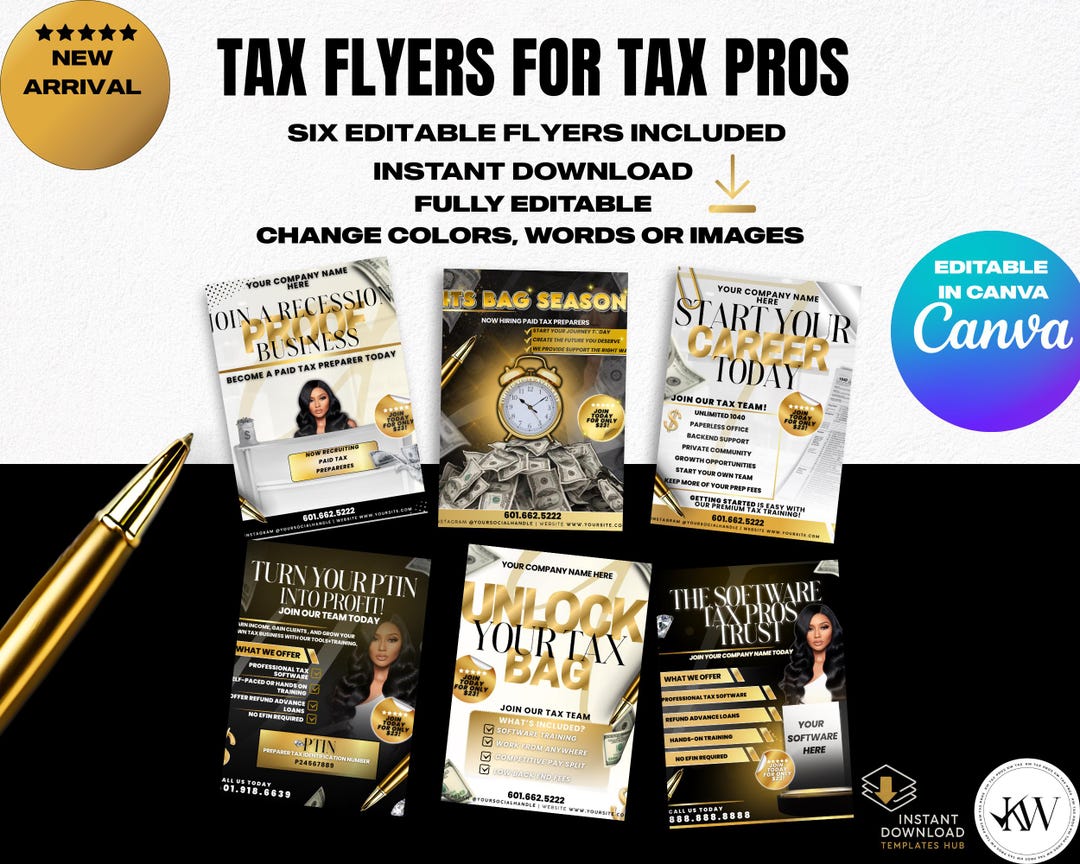 Tax Flyer Templates for Tax Pros: Marketing Bundle (canva Editable ...
