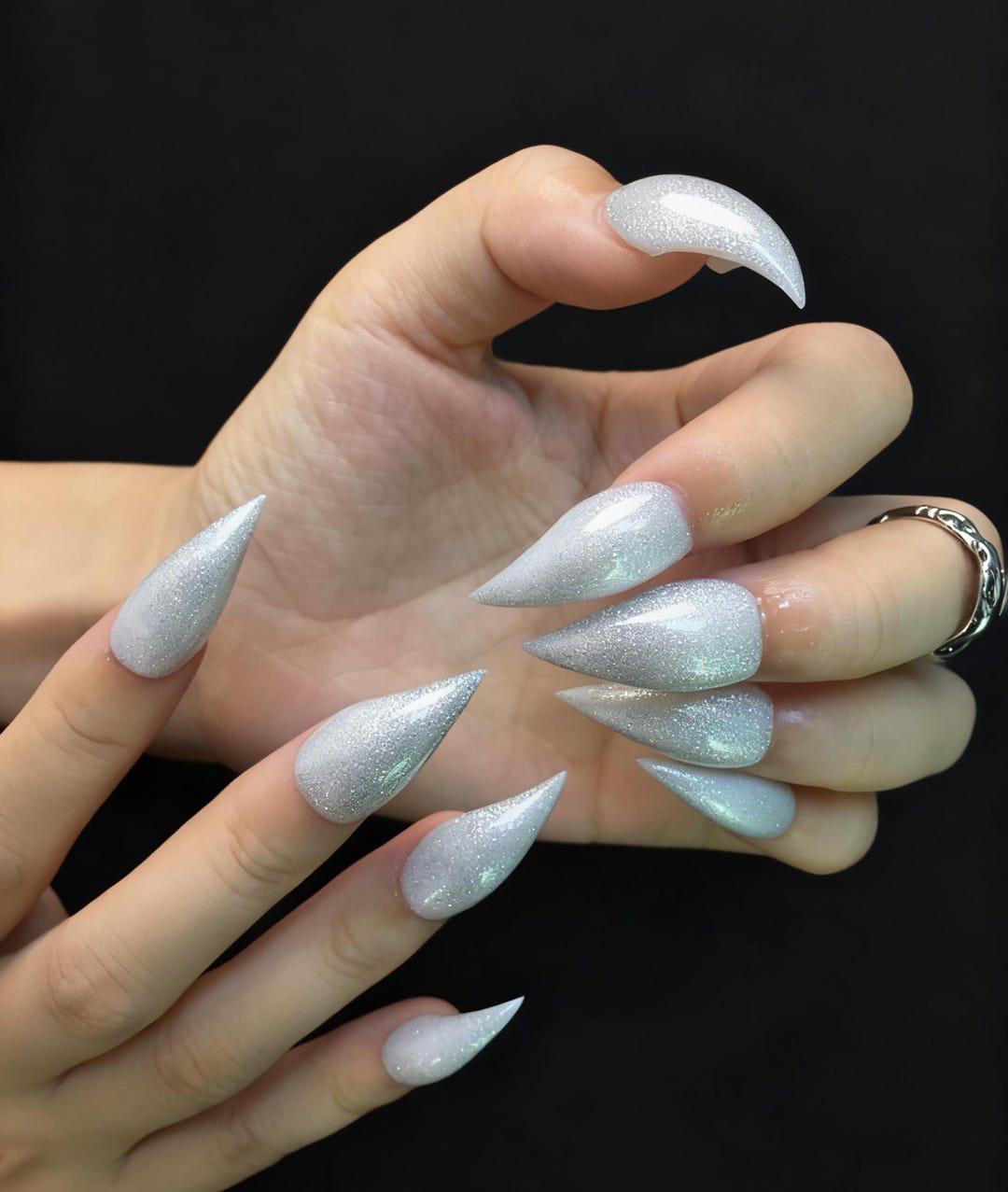 Glitter Claw Press-on Nails: 3D Sharp Talon Armor, Reusable Anime Style ...