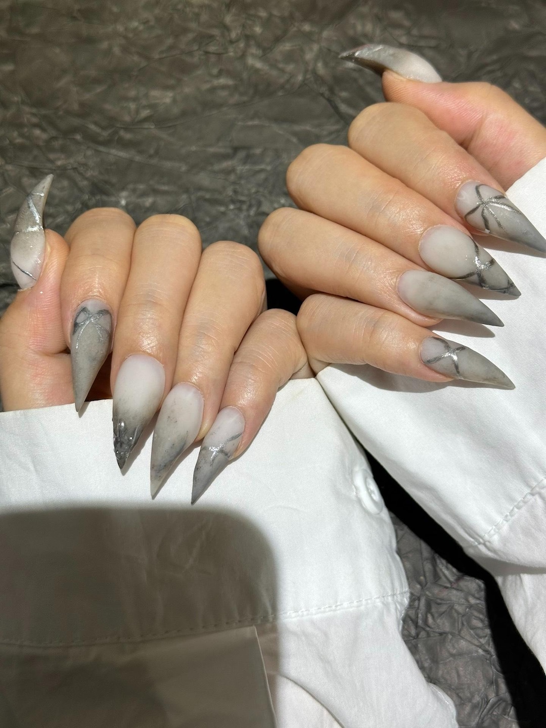 3D Cat Claw Press on Nails: Short Grey Dragon Claw Nail Art - Etsy