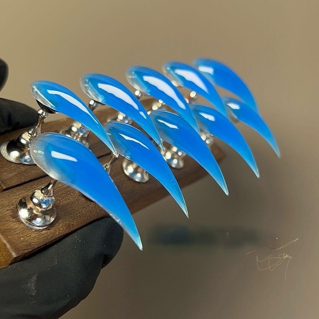 Blue Claw Press-on Nails | 3D Sharp Talon, Anime Armor - Etsy