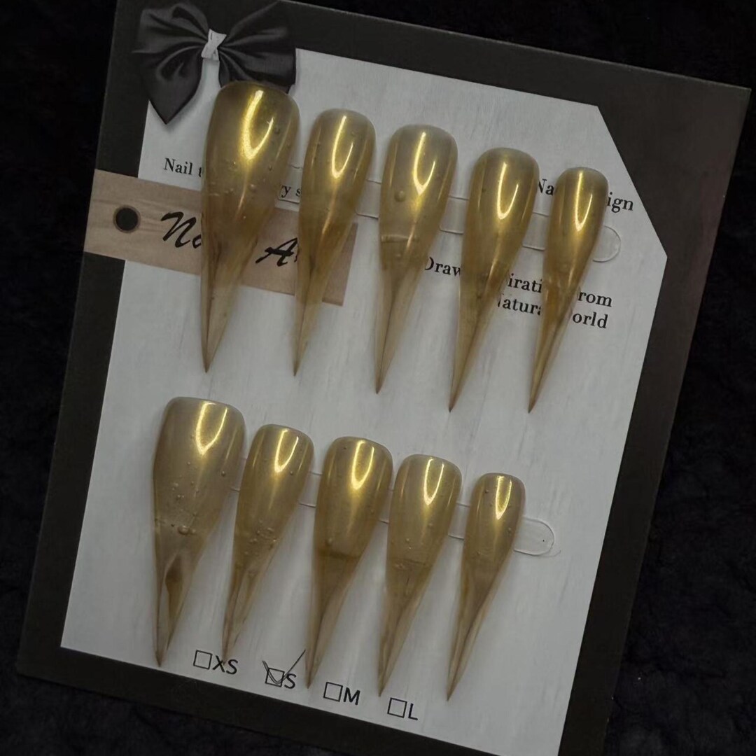 Gold Claw Press on Nails: Handmade Acrylic Raptor Claws - Etsy