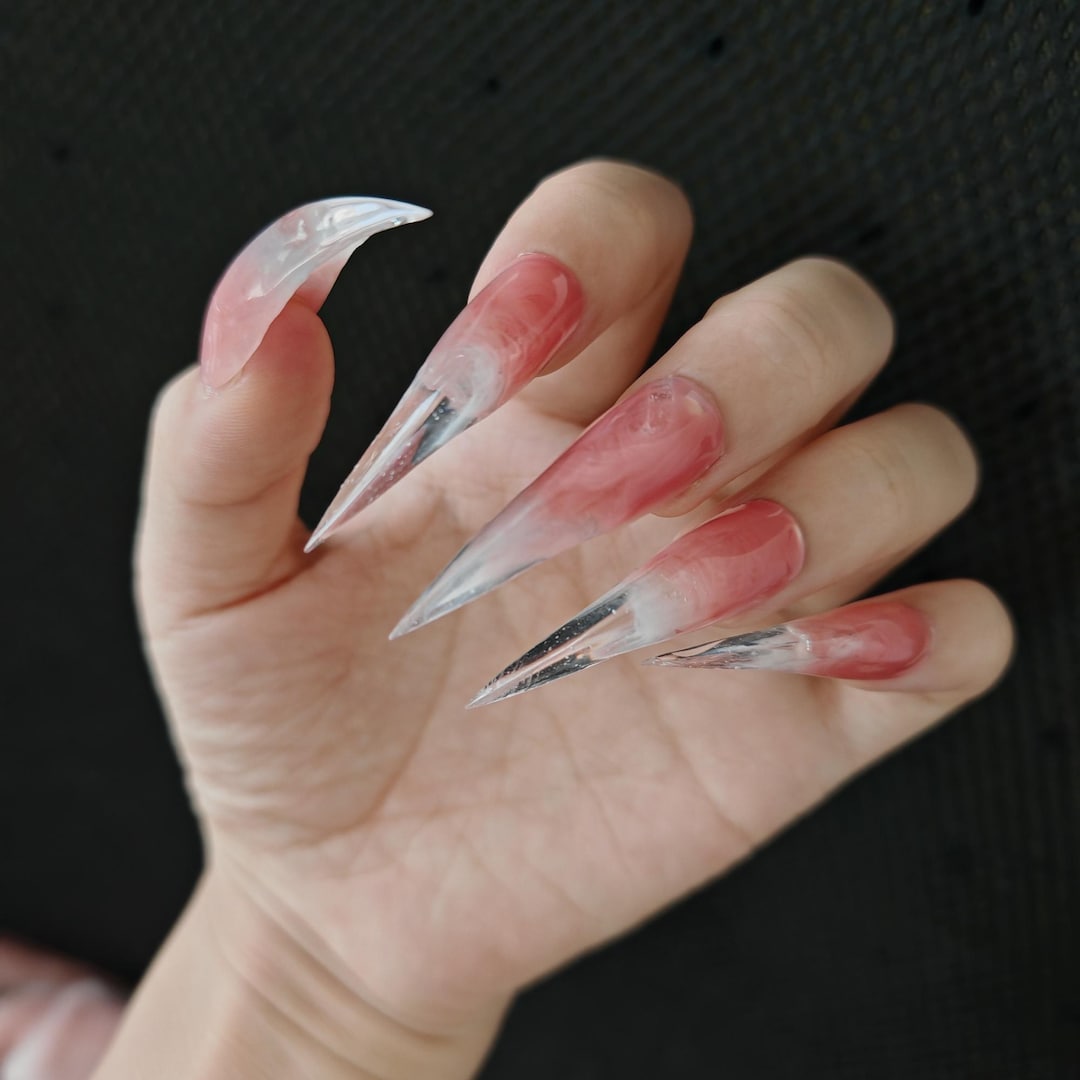 Pink Werewolf Nails Claw Press on Nails Claw Nails Gradient Claws ...
