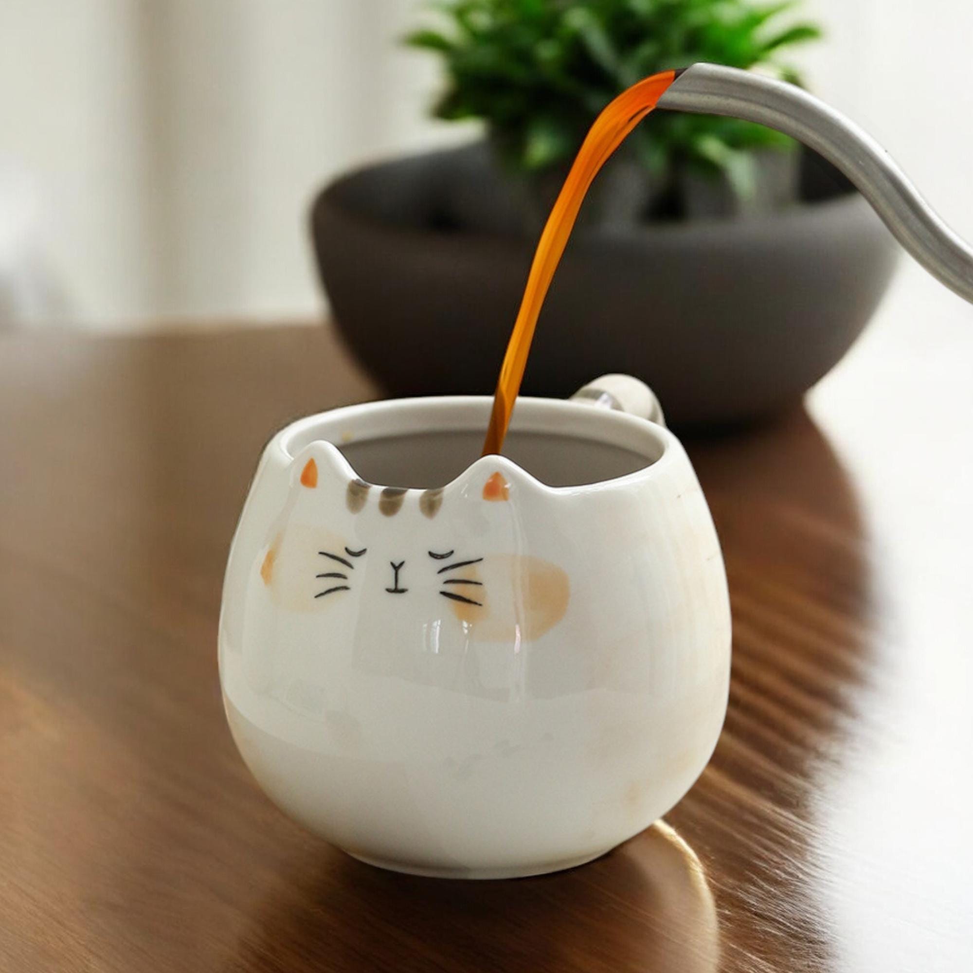 Hand Painted Cat Shaped Ceramic Mug Creative Coffee Cup Large Capacity ...