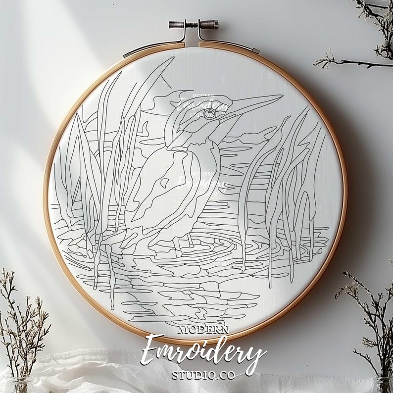 Kingfisher Embroidery Pattern | Colorful Bird Hand Embroidery PDF ...