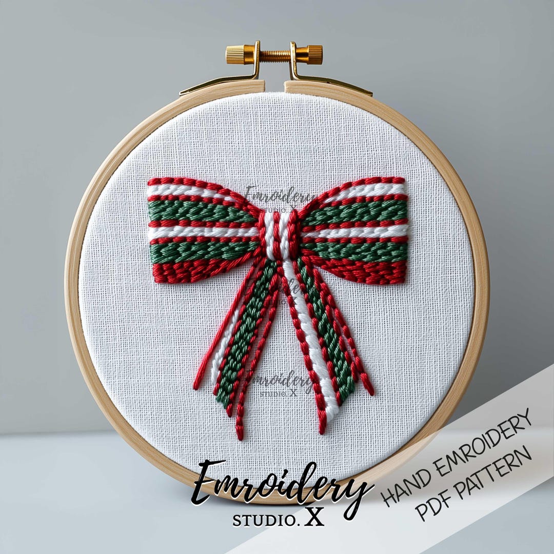 Bow Embroidery Pattern PDF | DIY Ribbon Embroidery for Christmas Gifts ...