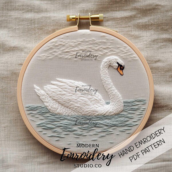Swan Embroidery - Etsy