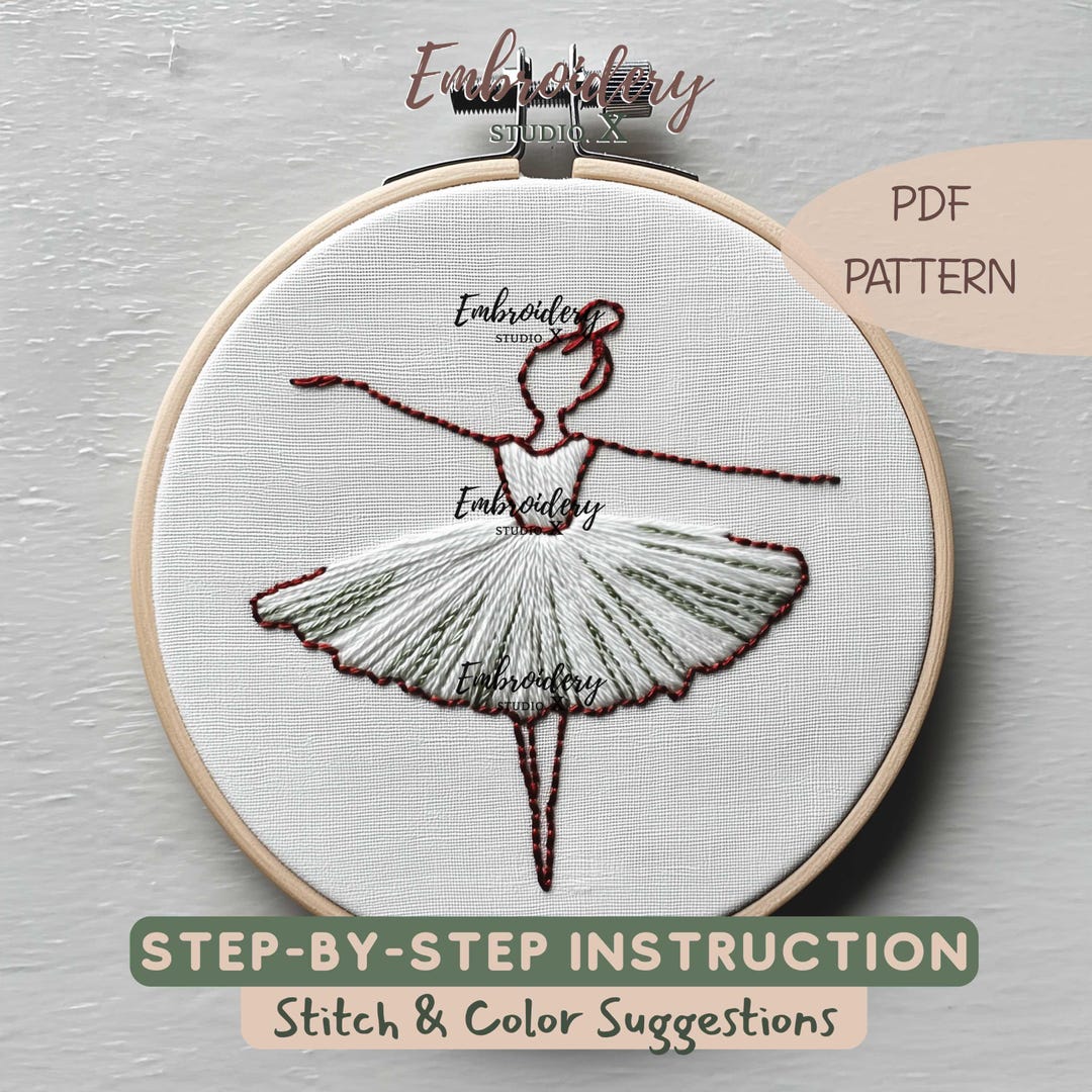 Modern Ballerina Embroidery Pattern | Beginner-friendly DIY Holiday ...