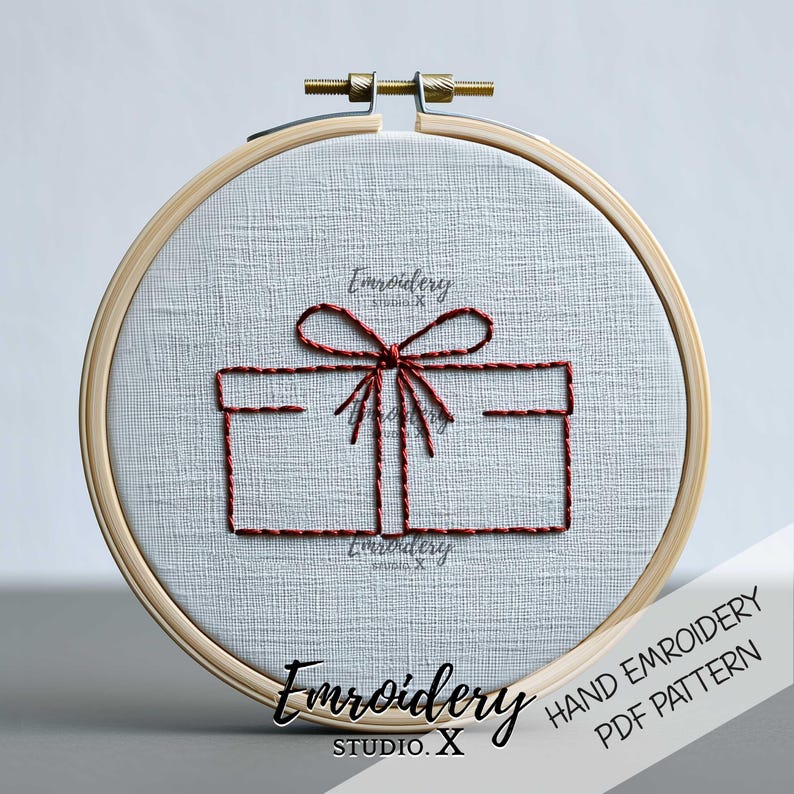 Simple Gift Box Embroidery Design - Easy PDF Pattern for Beginners, DIY ...