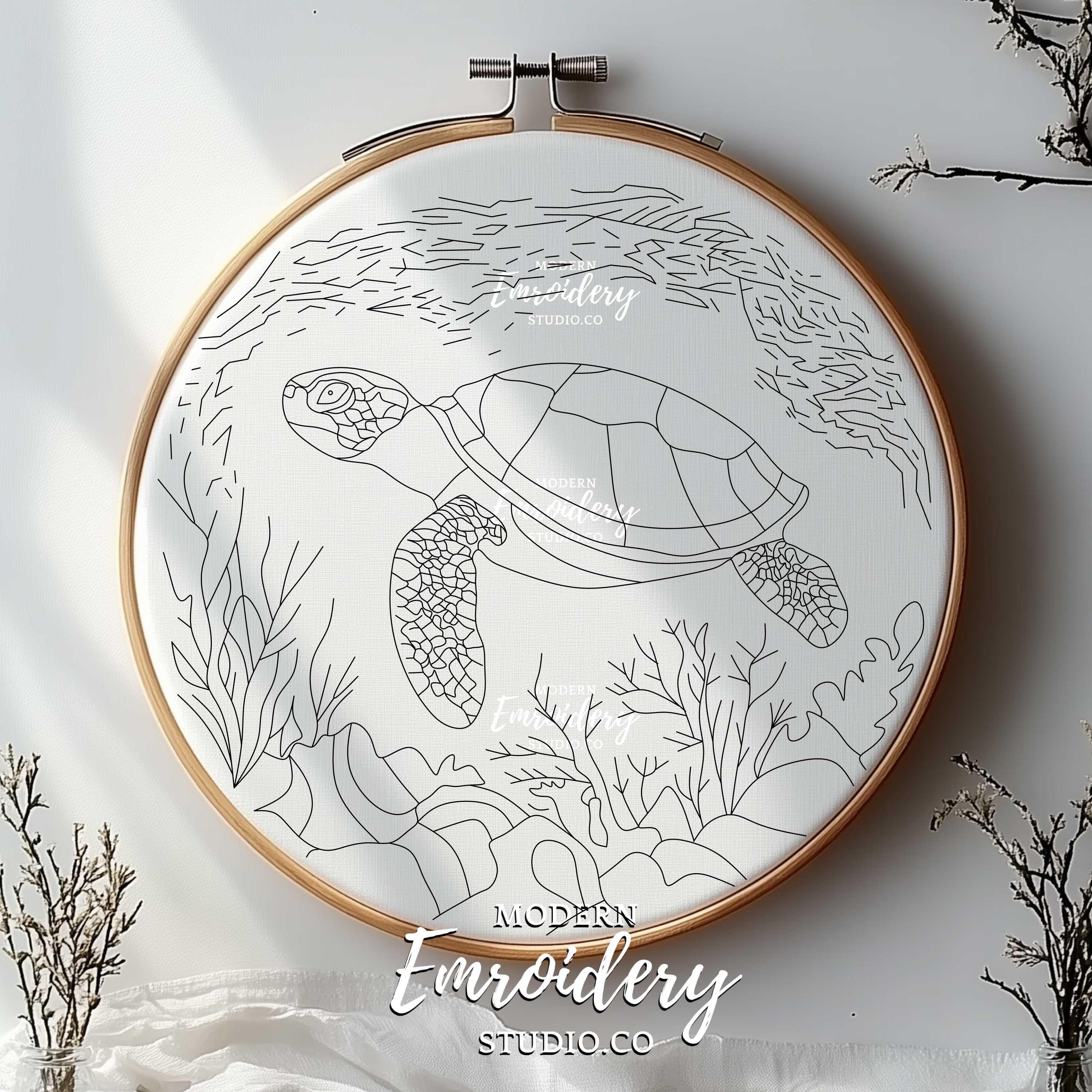 Sea Turtle Embroidery Pattern | Ocean & Wildlife Hand Embroidery PDF ...
