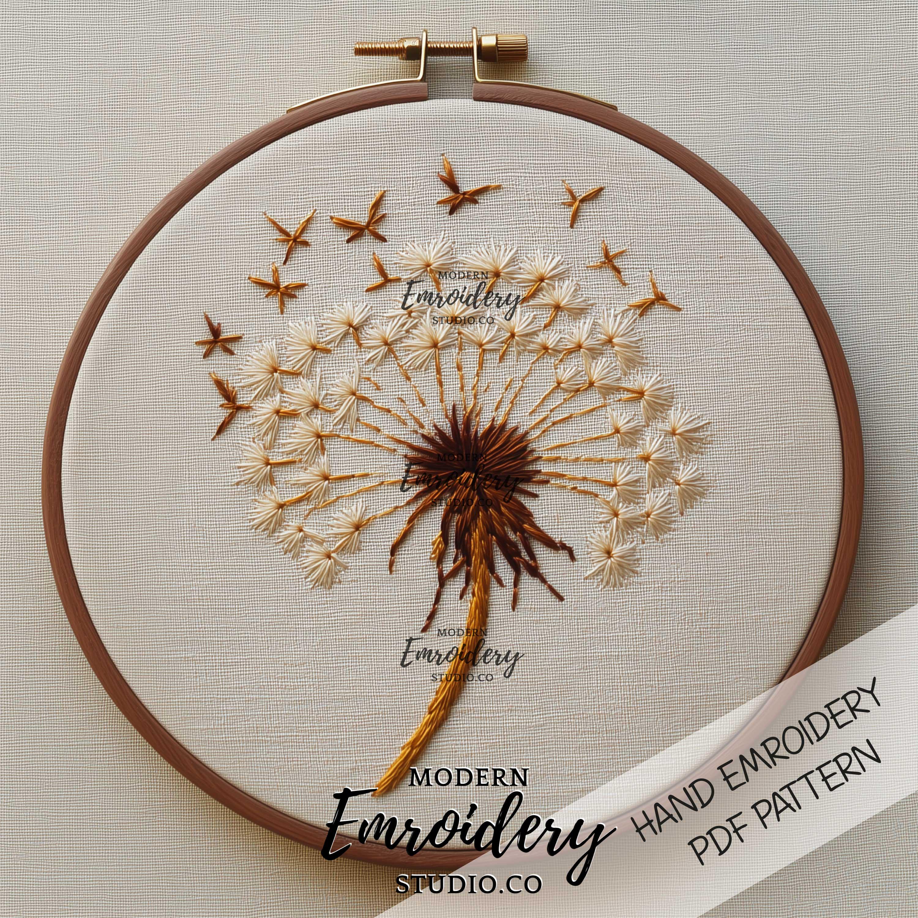 Blowing Dandelion Embroidery Pattern PDF | Happiness Day Hoop Art | DIY ...