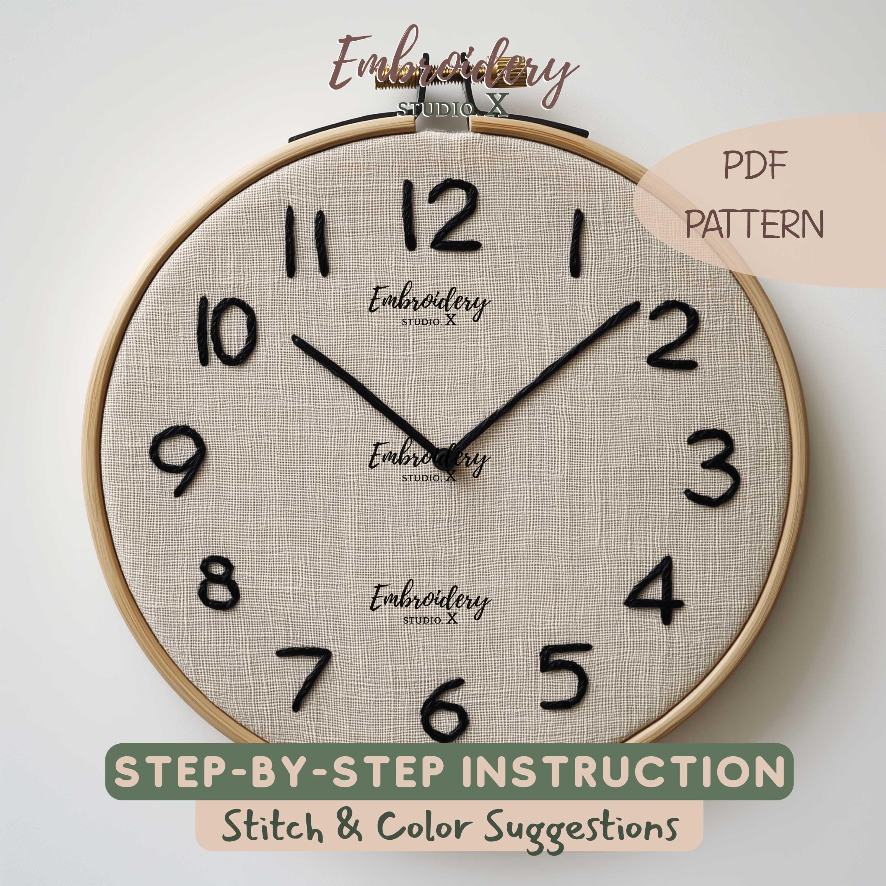 Modern Hand Embroidery Wall Clock Pattern | Easy Hoop Art With Stitched ...
