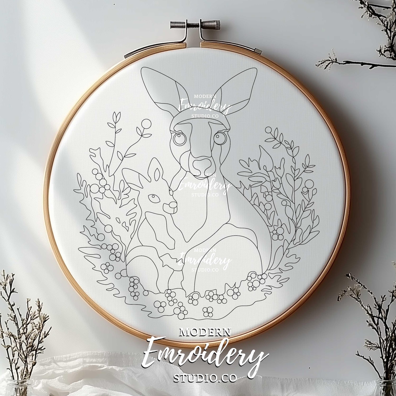 Kangaroo With Baby Embroidery Pattern | Animal Hand Embroidery PDF ...