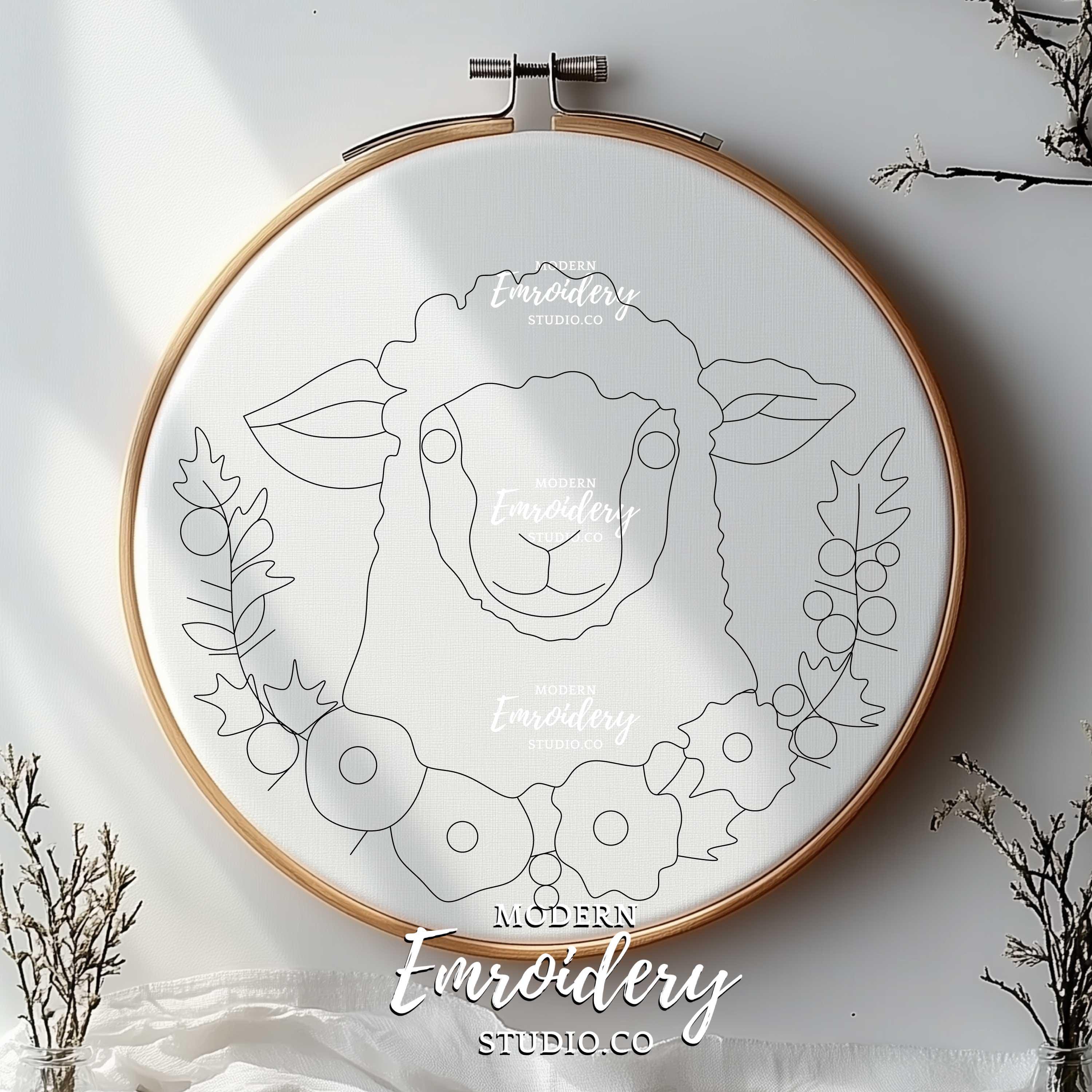 Cute Sheep Embroidery Pattern | Woolly Lamb Hand Embroidery PDF ...