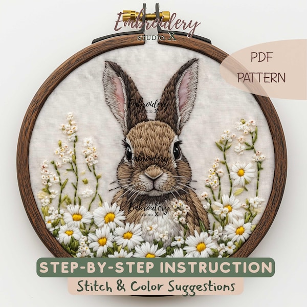 Rabbit Hand Embroidery Pattern - Etsy