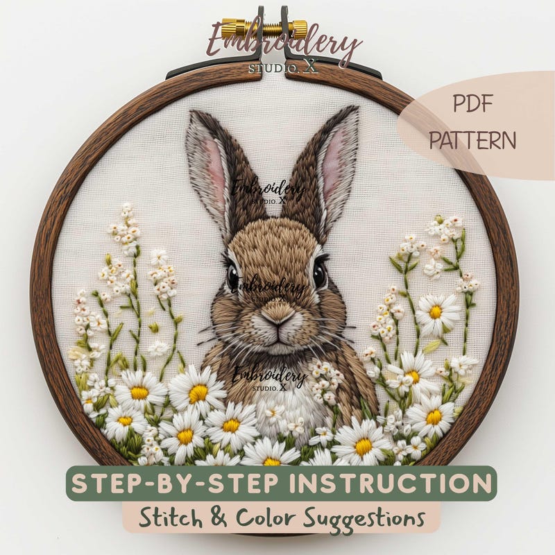 Rabbit Hand Embroidery Pattern - Etsy