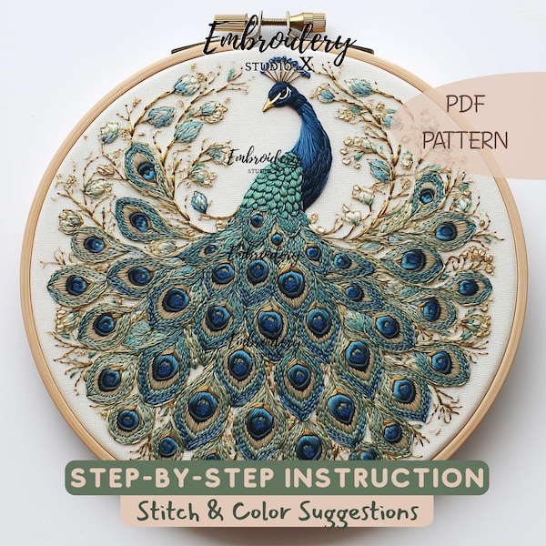 Peacock Embroidery - Etsy