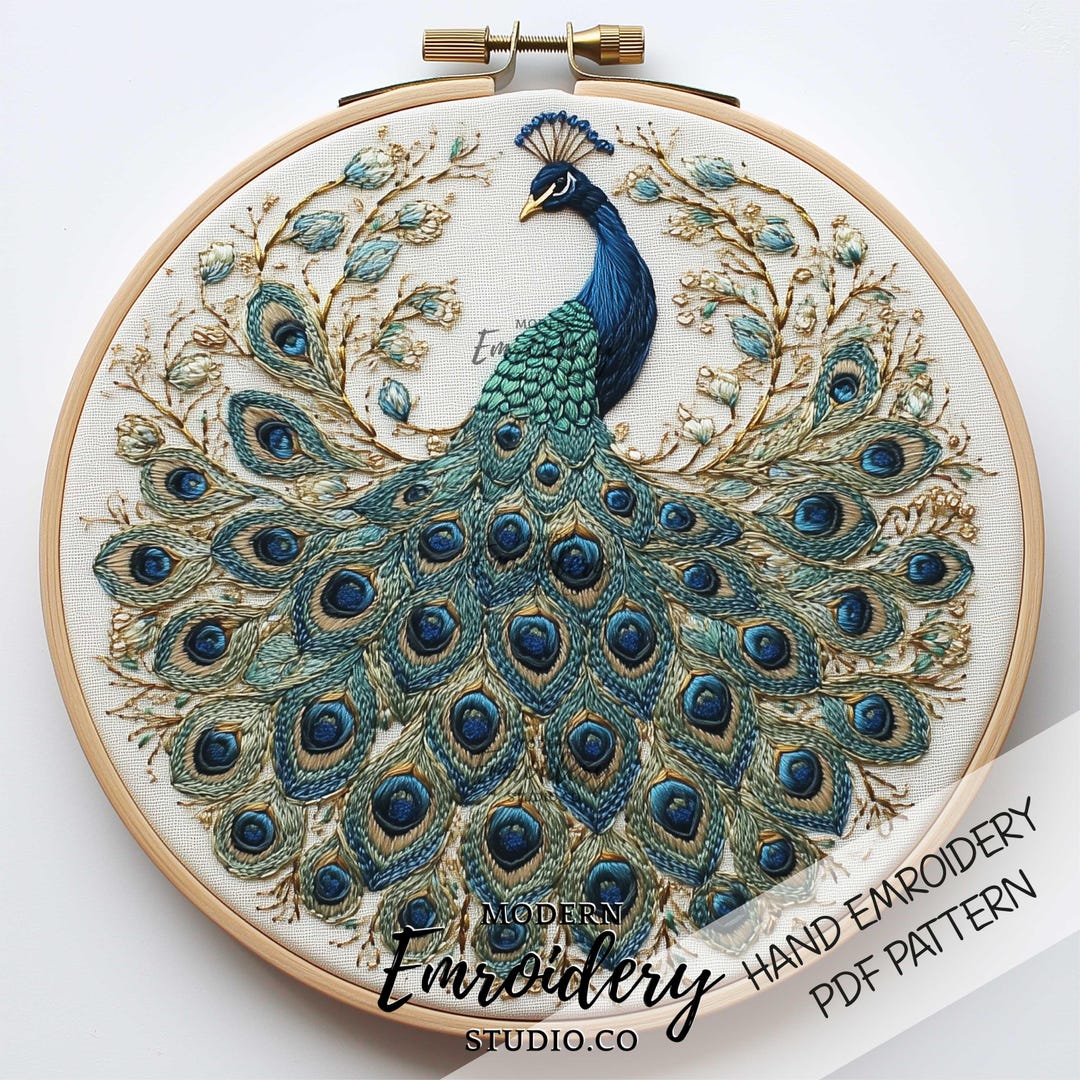 Peacock Embroidery Pattern | Festive Bird Hand Embroidery PDF | Ornate ...