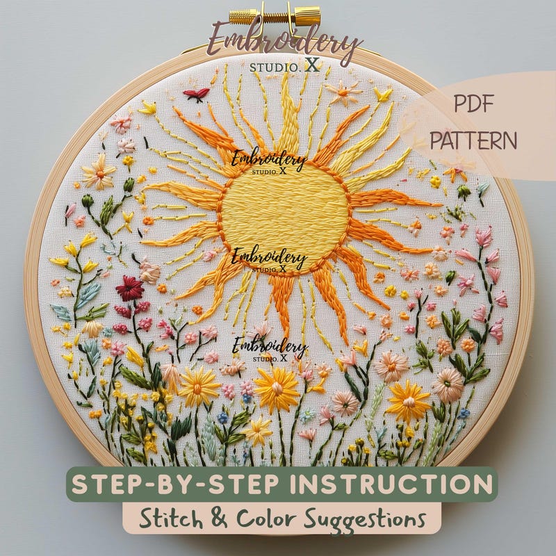 Hand Embroidery Pdf Sun - Etsy