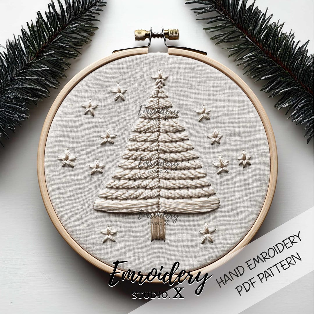 Beginner Christmas Pine Tree Embroidery PDF Pattern - Easy Holiday Hand ...