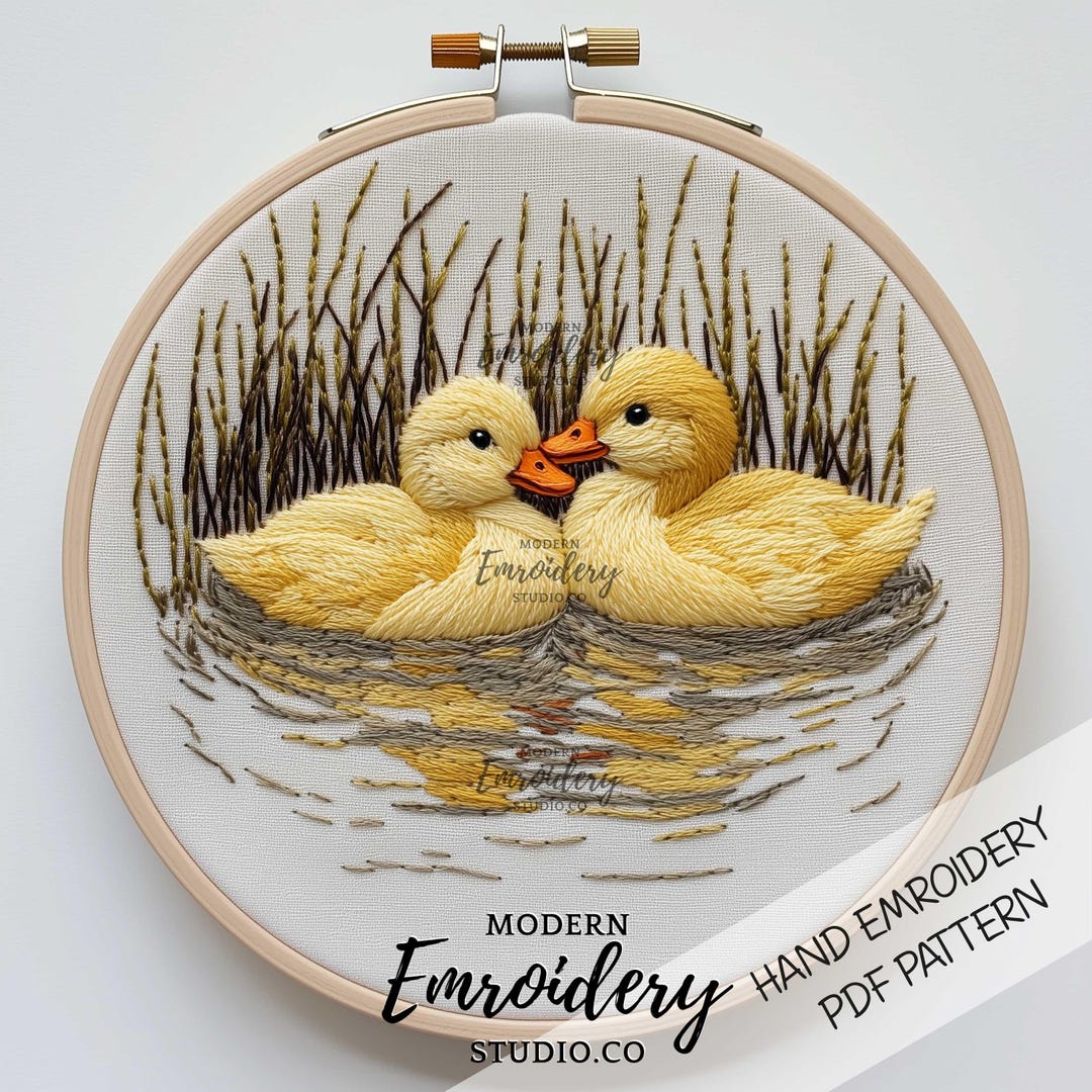 Ducklings Embroidery Pattern | Cute Baby Ducks Hand Embroidery PDF ...