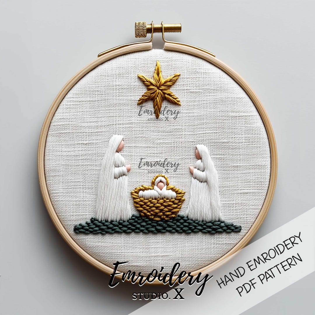 Christmas Nativity Embroidery Pattern PDF | DIY Religious Craft With ...