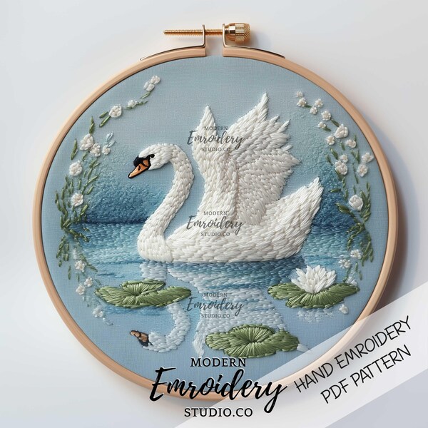 Swan Embroidery - Etsy