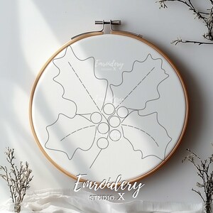 Holly Embroidery Pattern PDF | Beginner-friendly Christmas Embroidery ...