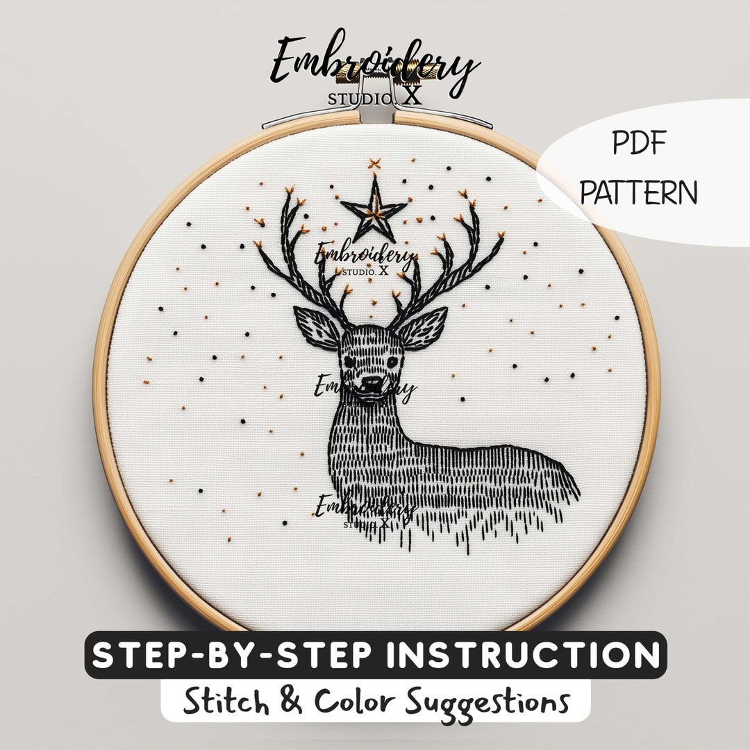 Reindeer Embroidery Pattern-beginner-friendly Animal Design for DIY ...