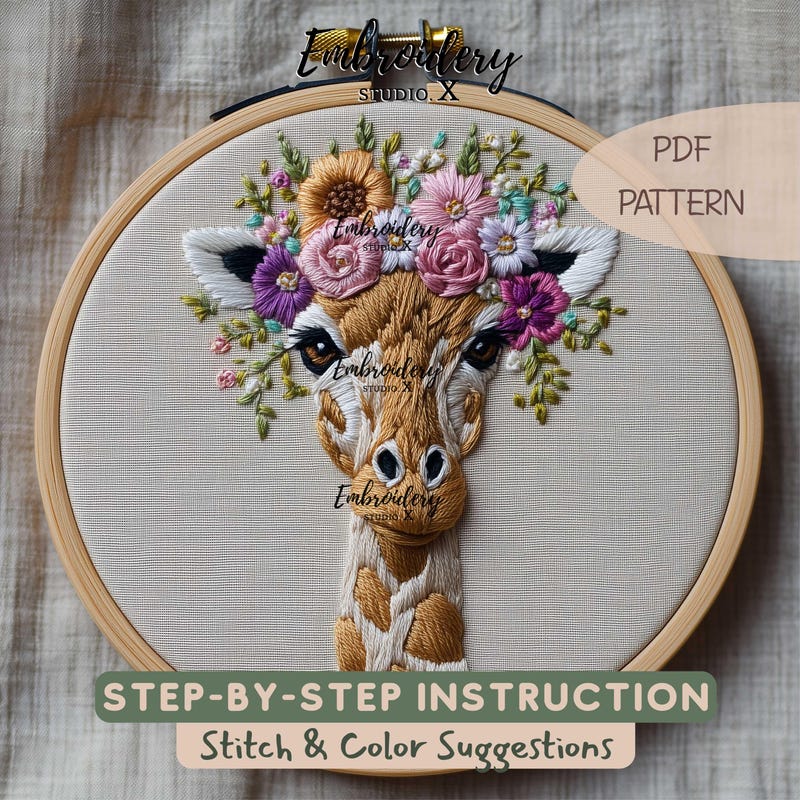 Giraffe Embroidery - Etsy