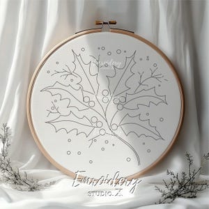 Holly Embroidery Pattern PDF | DIY Hand Embroidery for Christmas Crafts ...