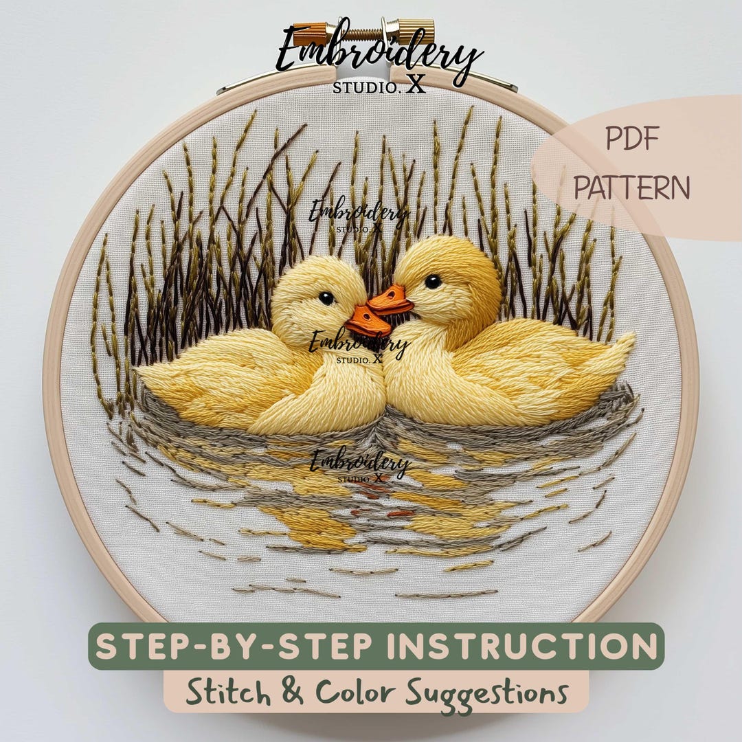 Ducklings Embroidery Pattern | Cute Baby Ducks Hand Embroidery PDF ...