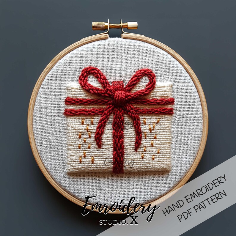Gift Box Hand Embroidery Pattern PDF | Beginner-friendly Festive ...