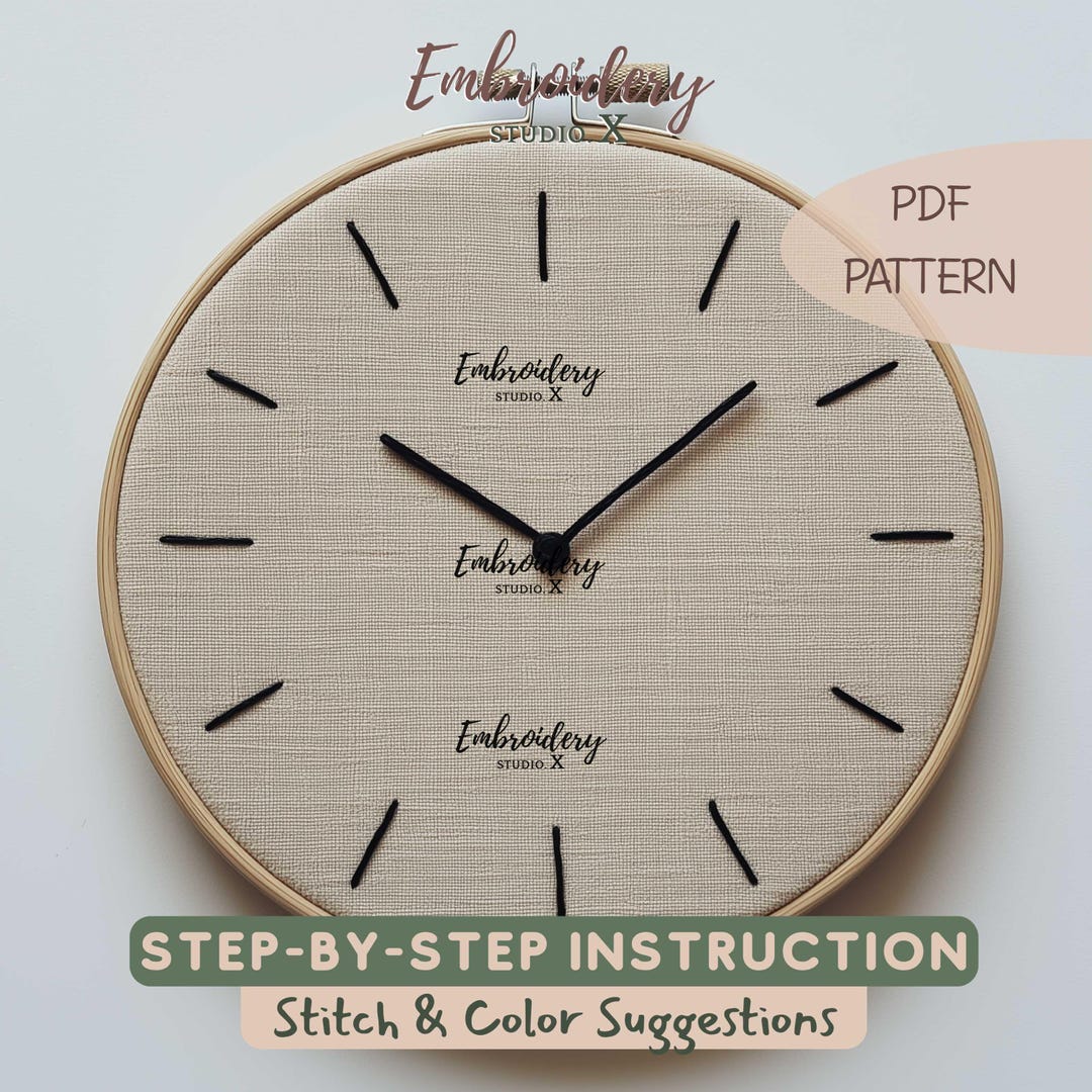 Modern Hand Embroidery Wall Clock Pattern | Easy Hoop Art With Minimal ...