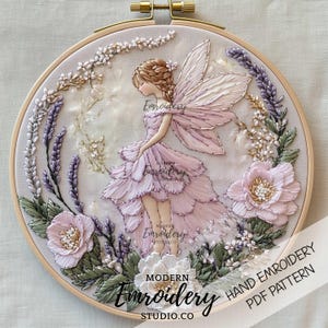 Whimsical Fairy Embroidery PDF Pattern | Floral Hoop Design for Spring ...