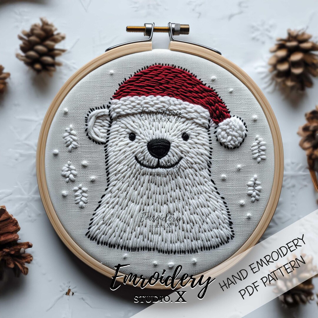 Polar Bear Hand Embroidery Pattern PDF | Beginner-friendly Animal ...