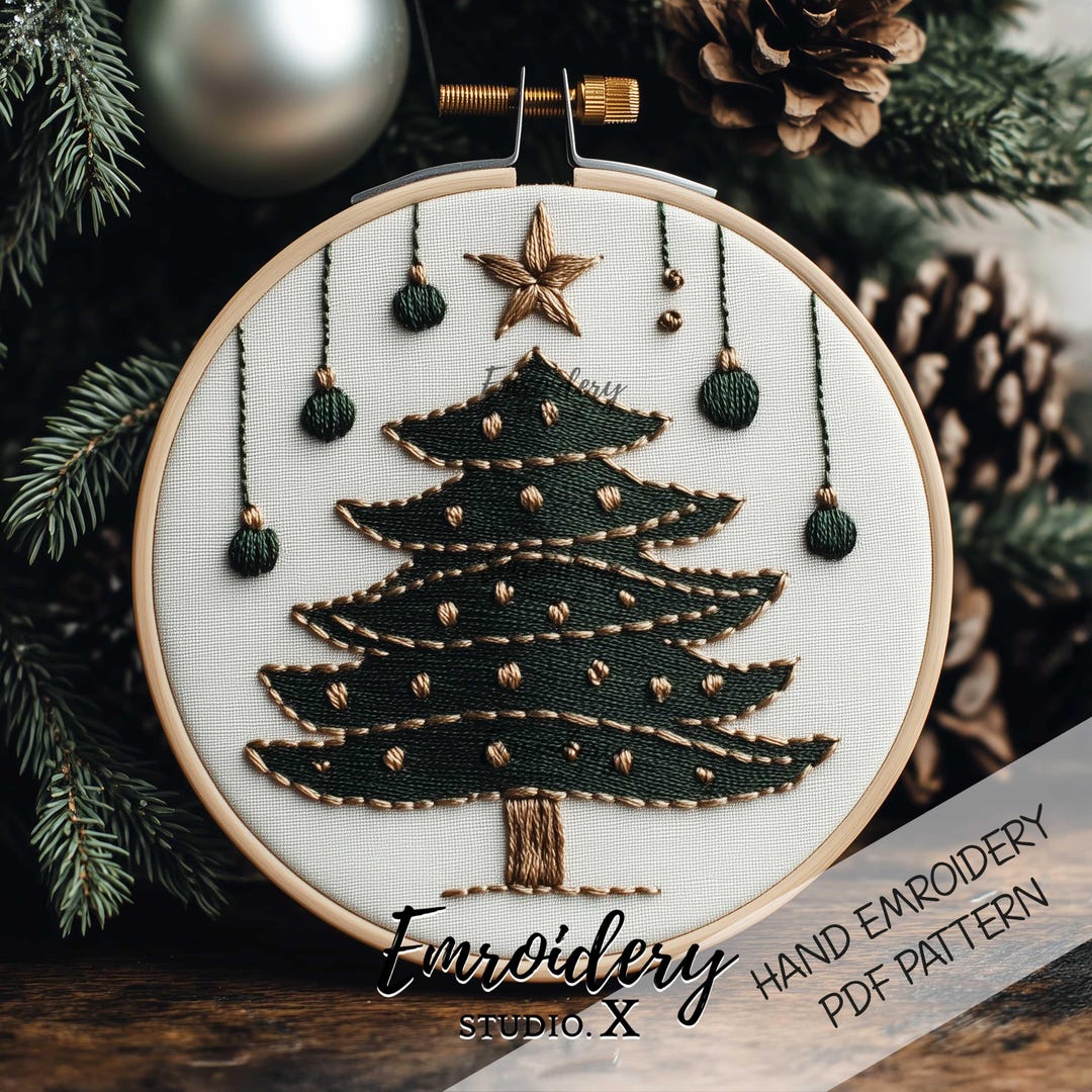 Christmas Tree Embroidery Pattern | Easy Christmas Tree Embroidery ...