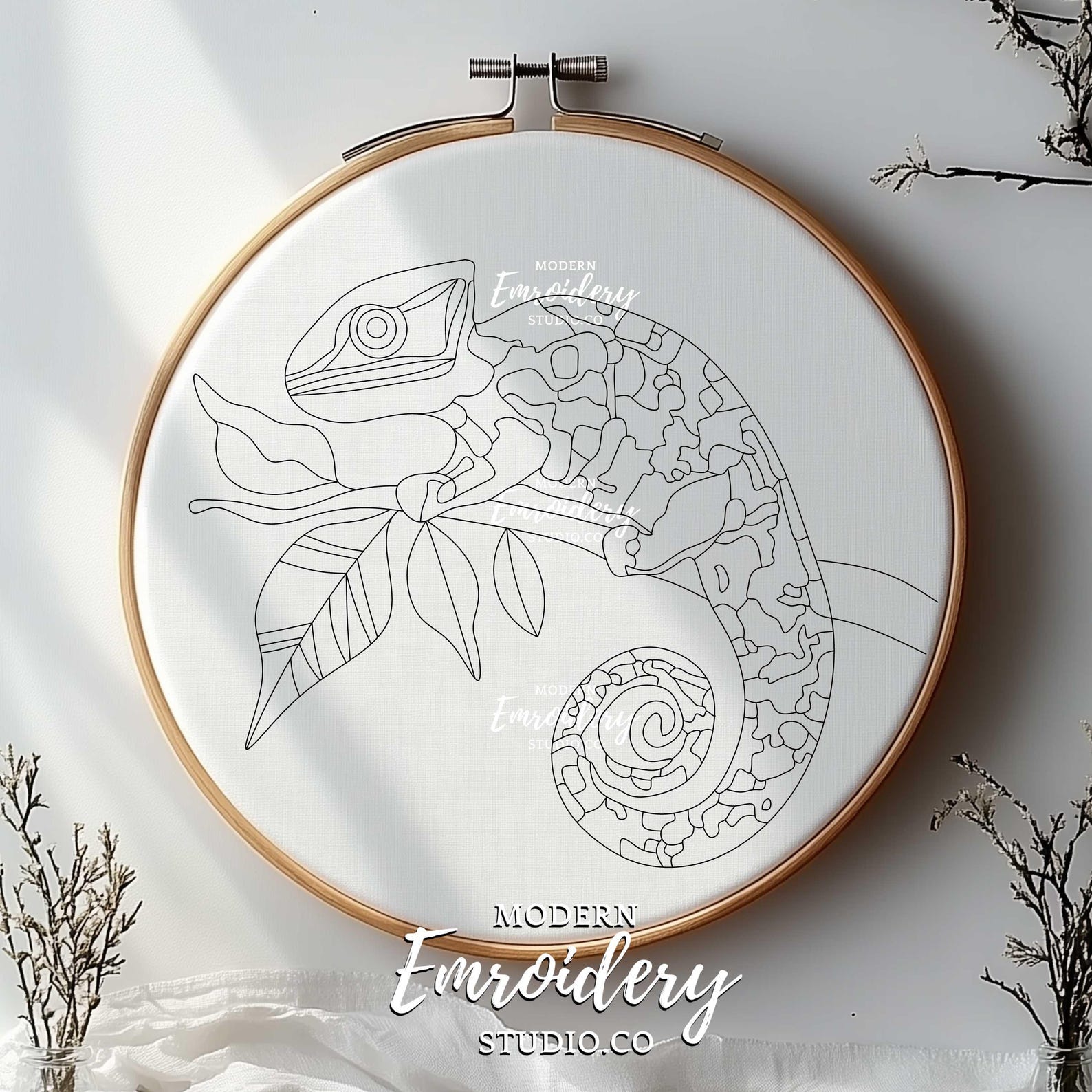 Rainbow Chameleon Embroidery Pattern | Tropical Lizard Hand Embroidery ...