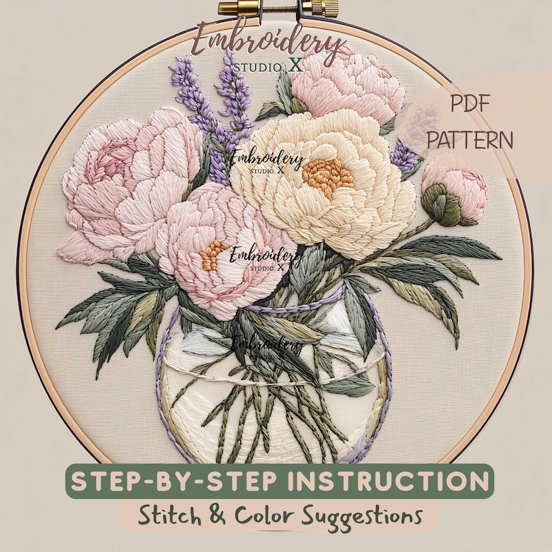 Peony Needlepoint Pattern - Etsy