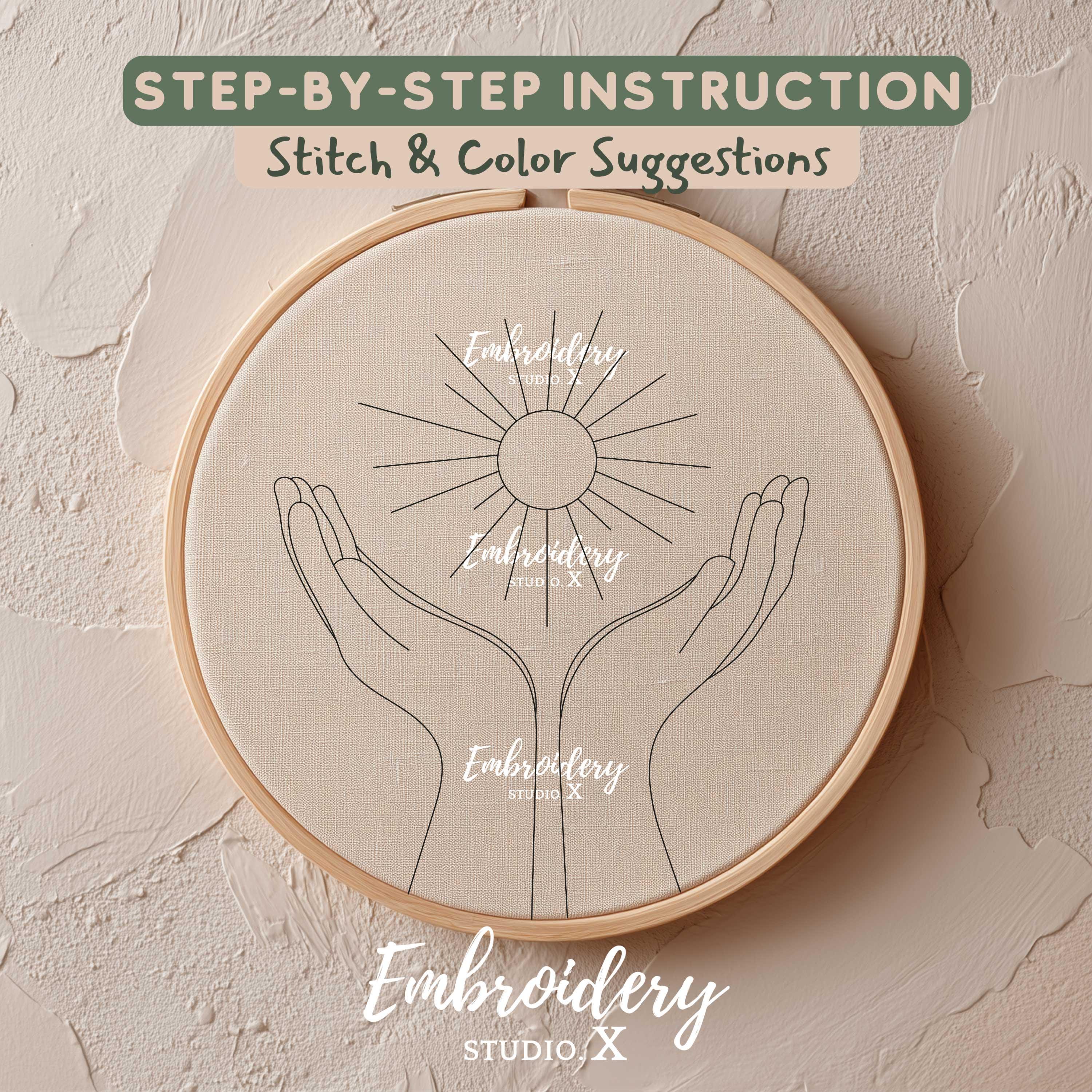 Sun in Hands Embroidery Pattern PDF | World Happiness Day Hand ...