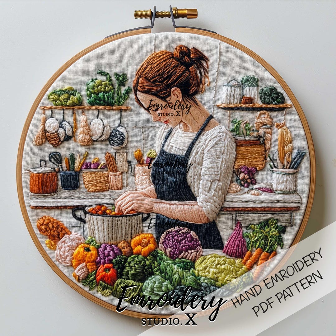 Mom in the Kitchen Embroidery Pattern | Mother's Day Gift PDF | Hand ...