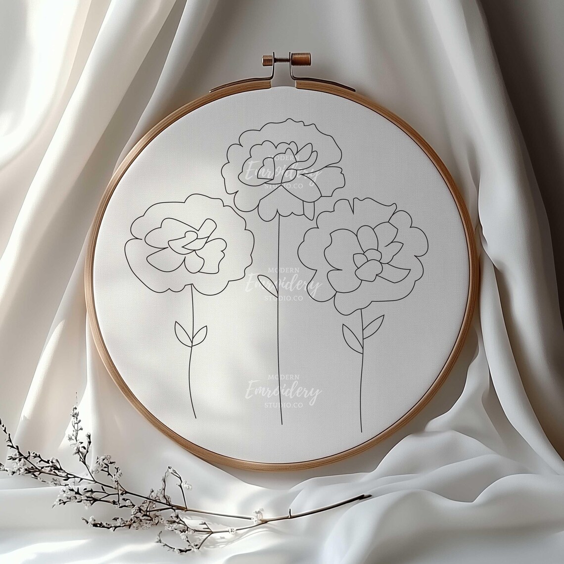 Carnation Embroidery Pattern PDF - Birth Flower Hoop Art | Floral PDF ...