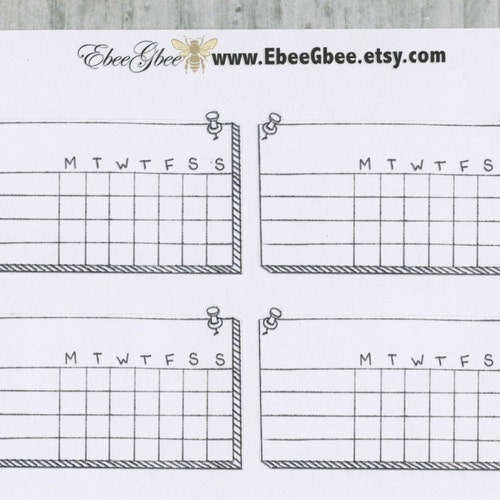 WEEKLY MENU BOXES Hand Drawn Bullet Journal bujo Style | Etsy