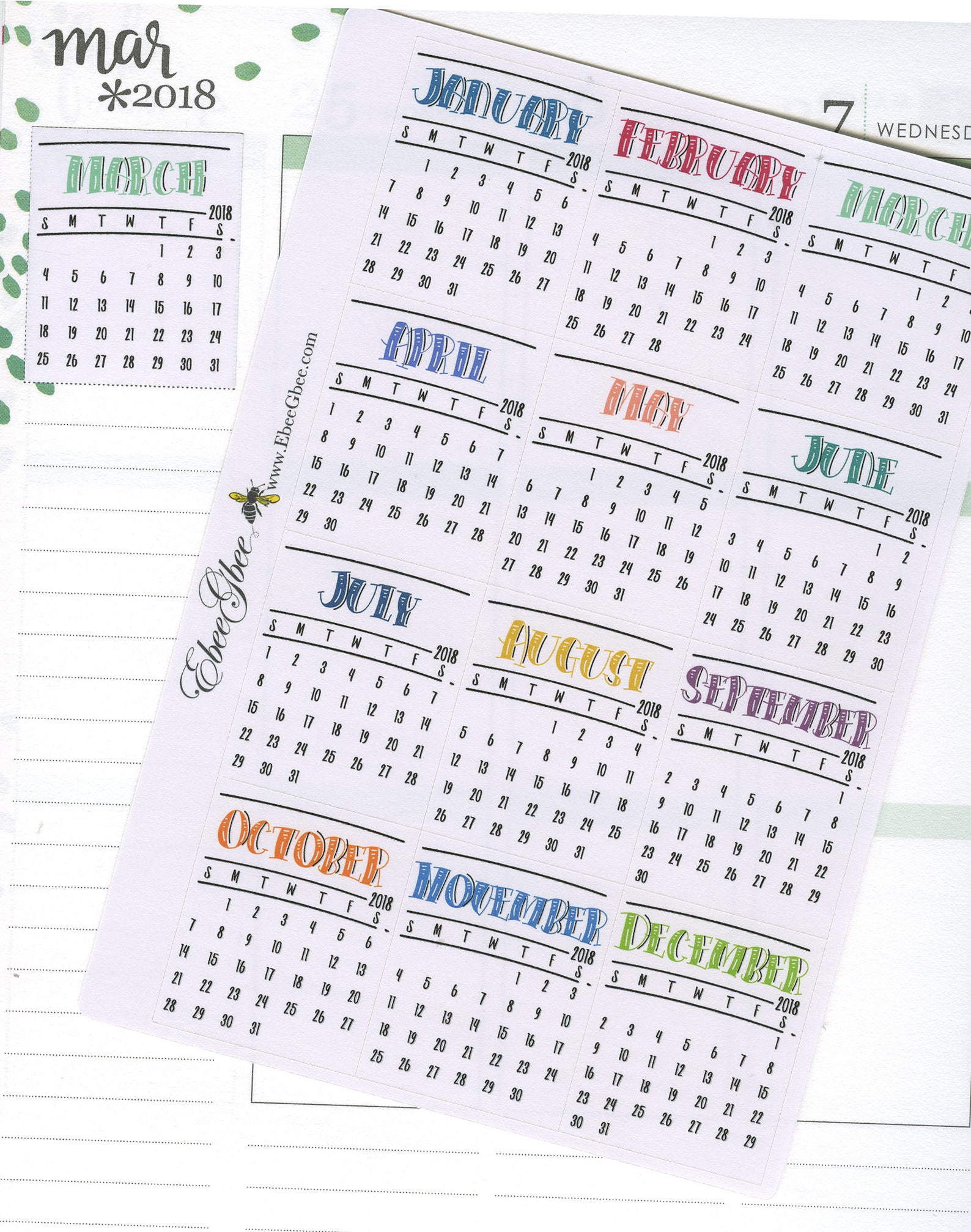 FANCY MINI CALENDAR Planner Stickers BeeColorful | Etsy