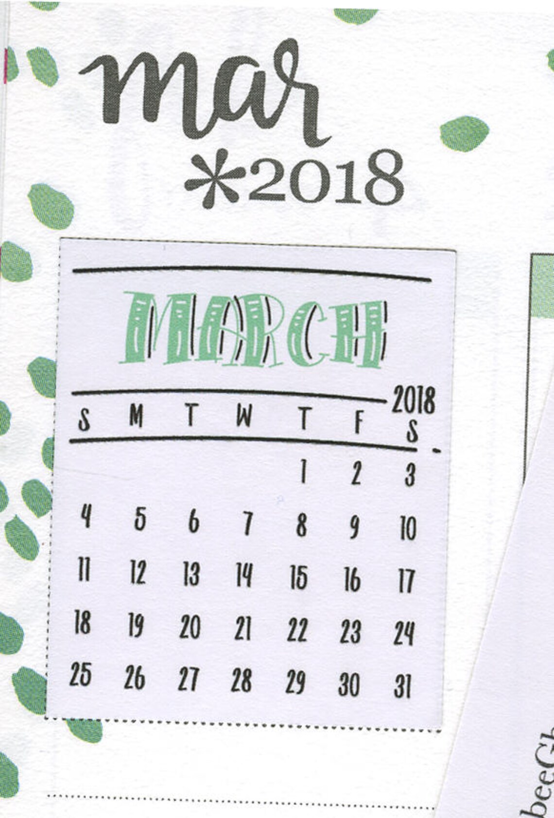 FANCY MINI CALENDAR Planner Stickers BeeColorful | Etsy